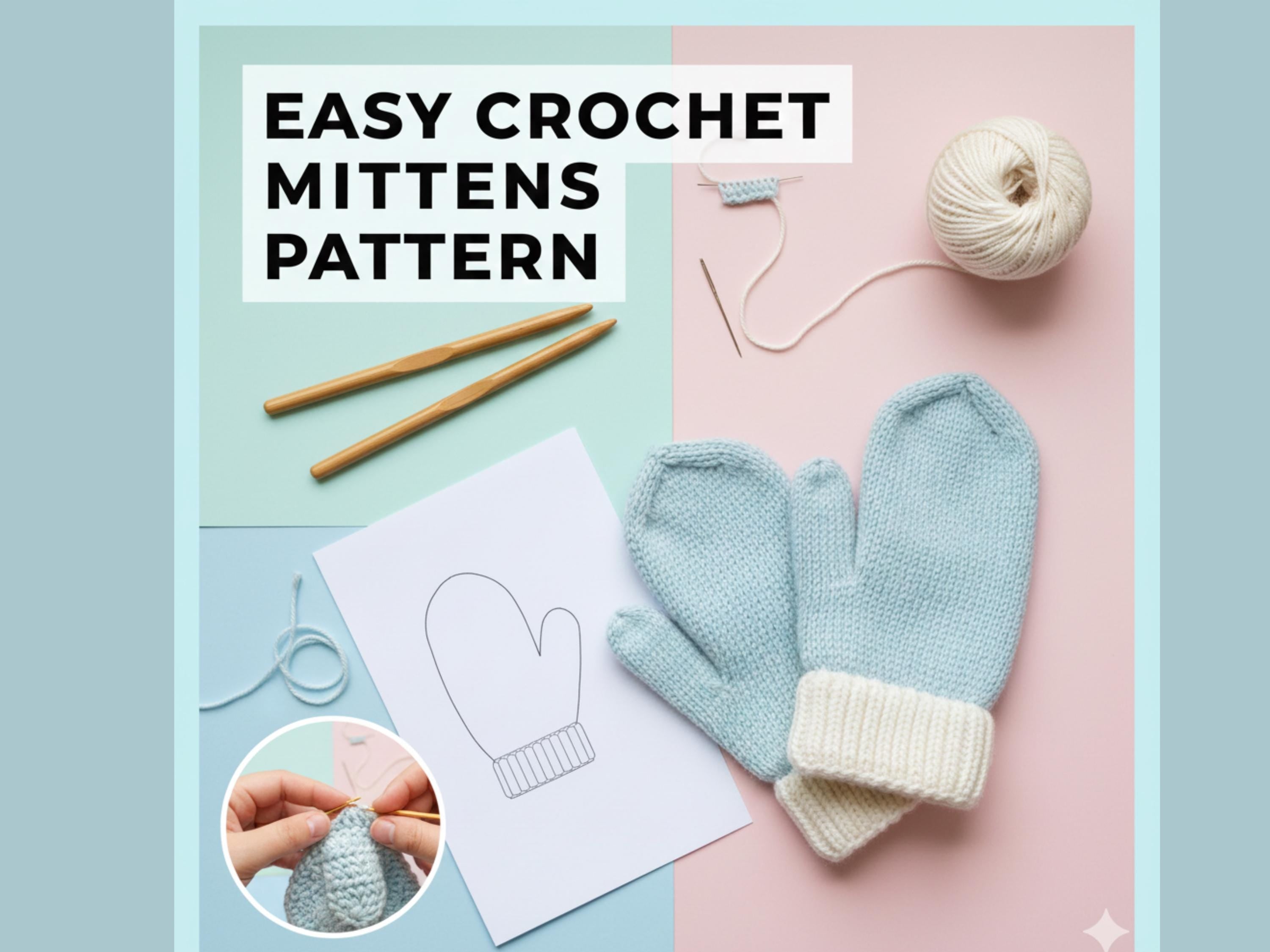 Easy beginner Crochet Mittens Pattern PDF – Easy Winter Mittens Croche ...